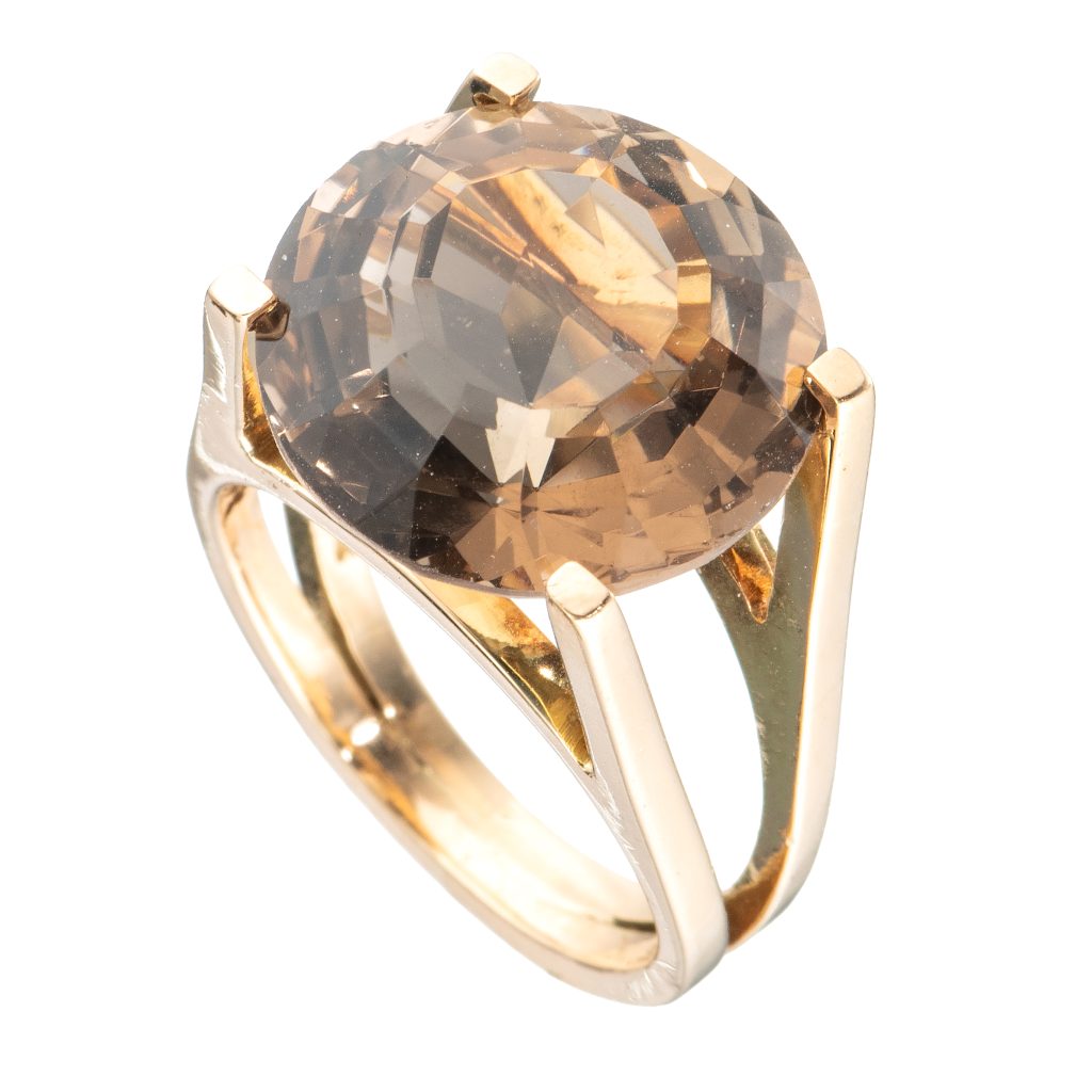 Ring, gult gull, røkkvarts - Berheim