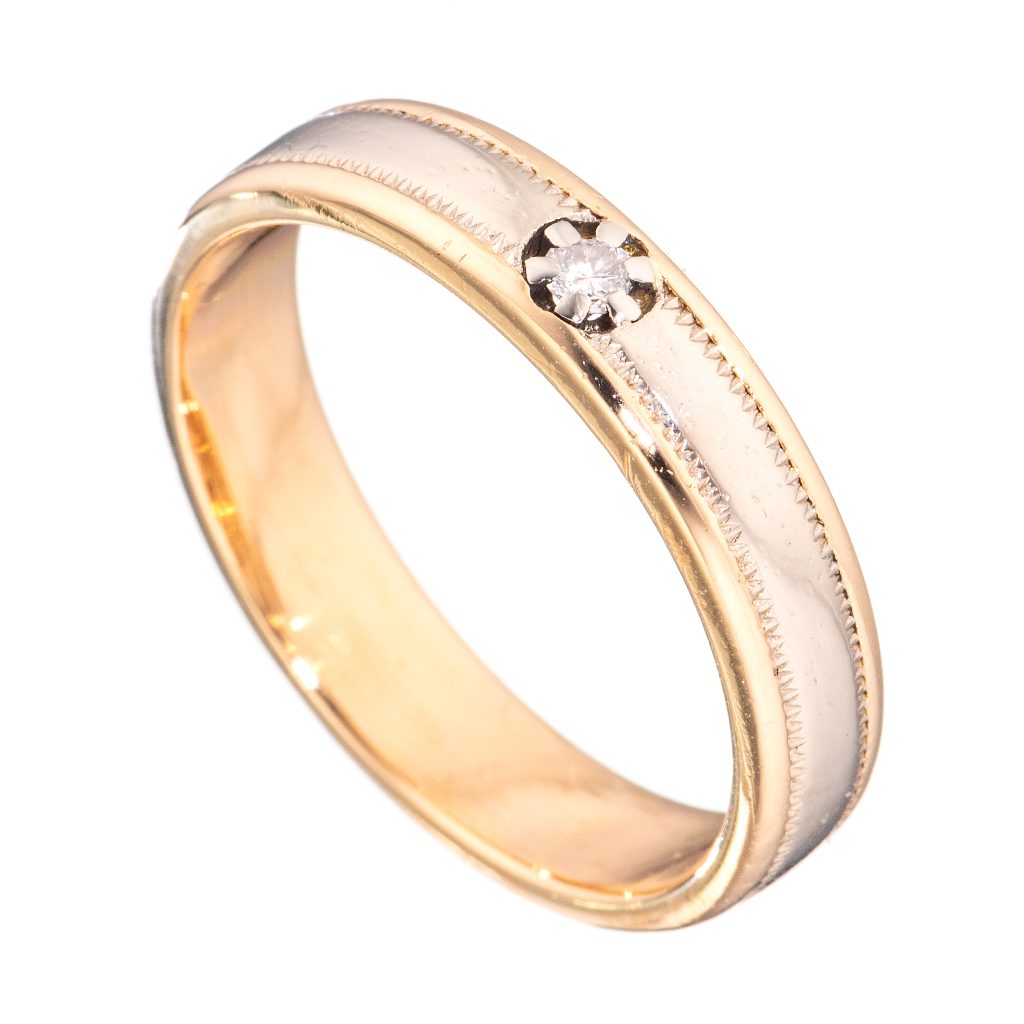 Ring, gull, diamant (0,03 ct.) - Berheim antik